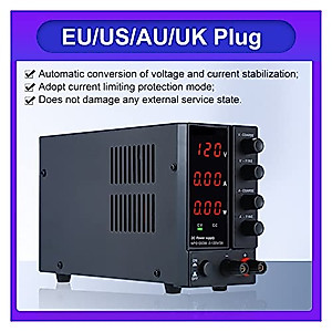 DC Power Supply, High Precision Adjustable Mini Power Supply 0-120 0-3A Switching DC Power Supply 3 Digits Display LED,Electroplating DIY(Black)