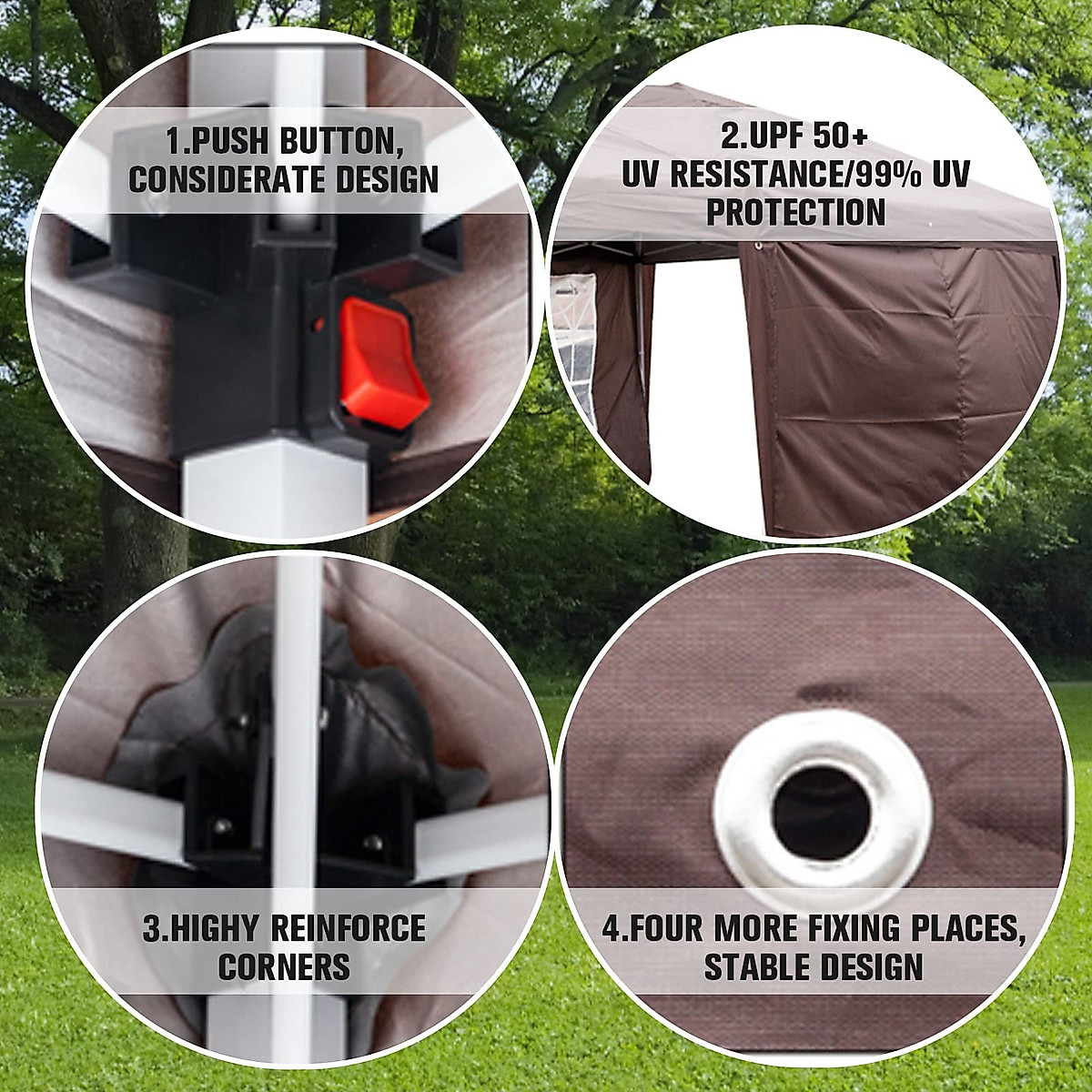 BELANITAS 10x20 Canopy Tent with 4 Walls Folding Tent,Two Doors and Two Windows Pop Up Canopy,Adjustable Height Pop Up Canopy Tent,Outdoor Party Tents for Events,Brown