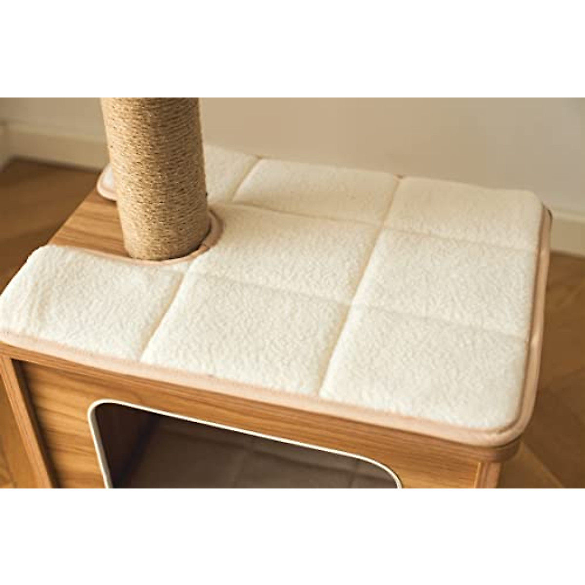 Catry Cat Tree - A Cat Play House Combo with Cat Hammock, Scratching Post, and Comfort Home Invariably Trap Kitten to Stay Around This 30” Easy Assembled Sturdy Cat Furniture, Beige