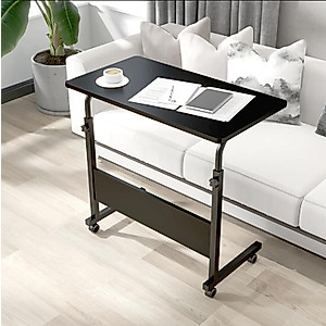 SogesHome 31.5inches Adjustable Mobile Bed Table Portable Laptop Computer Stand Desks with Rolling Wheels，Black