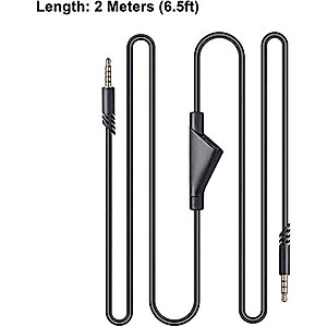 YARENKA Replacement Astro A10 A40 Cable - 2.0M Astro A40 TR Inline Mute Cable Cord for Astro A10/A40 Gaming Headsets Xbox One PS4 PS5 Controller Headphone Audio Extension Cable 6.5 Feet Black