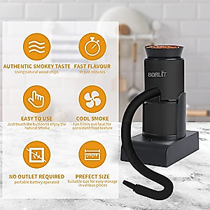 Portable Smoking Gun Wood Smoke infuser Kit, Handheld Cocktail Smoker, Kitchen Food Smoker for Meat Drinks Cheese BBQ Pizza Salmon Sous Vide, Wood Chips Included
