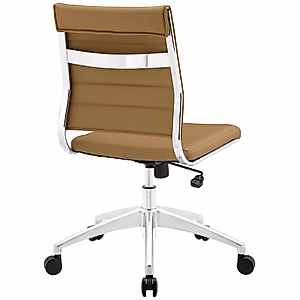 Modway Jive Ribbed Armless Mid Back Swivel Conference Chair In Tan