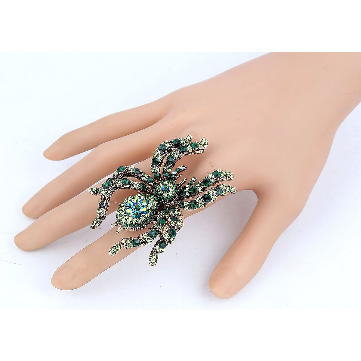 YACQ Halloween Spider Rings for Women, Stretch Rings Fit Finger 6 to 9, Halloween Rings for Women, Silk Scarf Holders