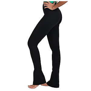 Sunzel Butterflycra High Waist Mini Flared Leggings for Women, Tummy Control Casual Flare Yoga Pants for Yoga Workout Gym 32" Black Medium