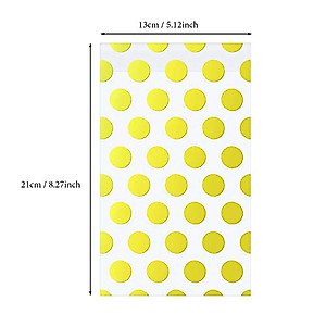 Blulu 200 Pieces Gold Treat Cellophane Bags with 200 Pieces Golden Twist Ties Party Supplies, 8.3 x 5.1 x 1.6 Inch Treat Candy Bags Party Gift Bags for Cookie Snack Wrapping Wedding Gift