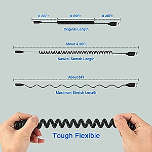 Coiled Lightning Cable 2 Pack, Apple Carplay & MFi Certified, Retractable iPhone Charger with Data Transmission, Short iPhone Charger Cord for iPhone/Pad/Pod