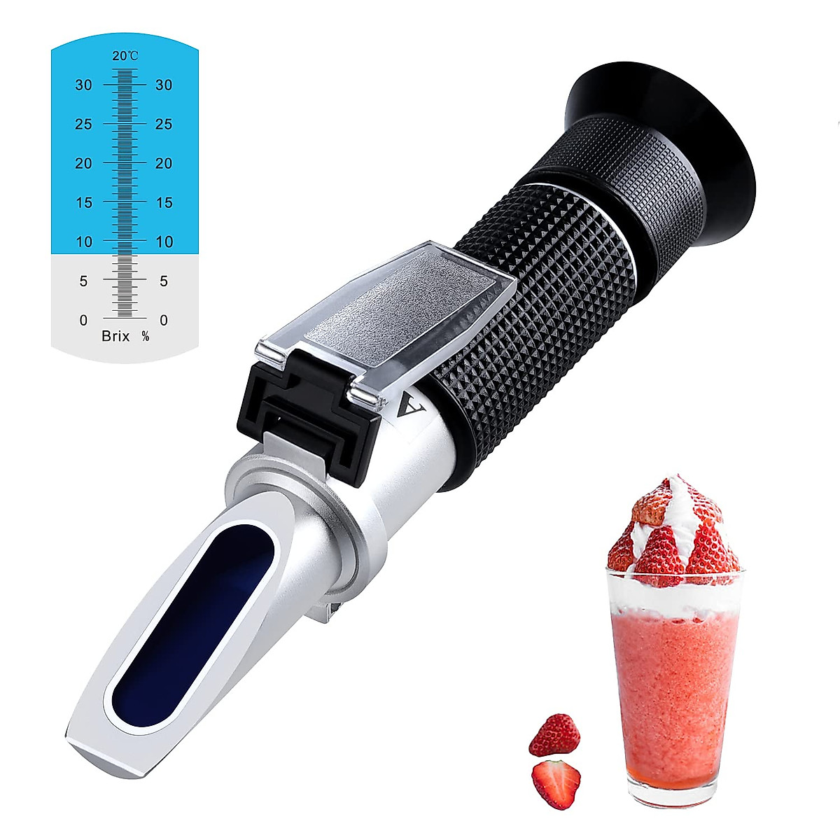Brix Meter Refractometer 0~32%, LEERCHUANG Handheld Brix Refractometer Sugar Content Test, High Accurate Brix Measurement with ATC for Fruit Beverages & Juice