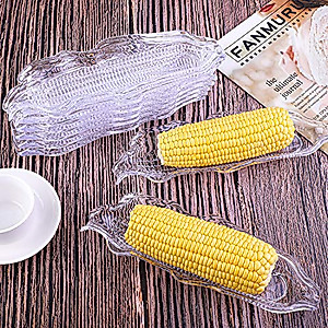 Ruisita 12 Packs Plastic Corn Trays Transparent Service Tray Corn Dish Cob Dinnerware Sets