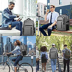 Lapsouno Extra Large Travel Backpack, Backpack, Laptop Backpack, Durable 17.3 Inch TSA Computer Backpack with USB Port, Anti-Theft Water Resistant Backpack Christmas Gifts for Men Women,Grey