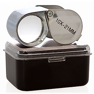 Aiernuo Loupes 10x Glass Jeweler Loupe Loop Eye Magnifier Magnifying Magnifier Metal Body Silver (10x21mm)