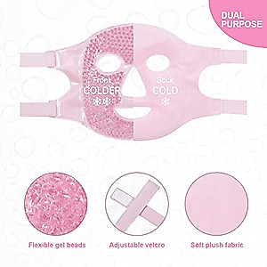 CONBELLA Face eye masks for dark circles and puffiness, Migraines, Headache, Stress, Redness, Acne, Cooling Face Masks for Women Man, Hot Cold Use Ice Face Mask.