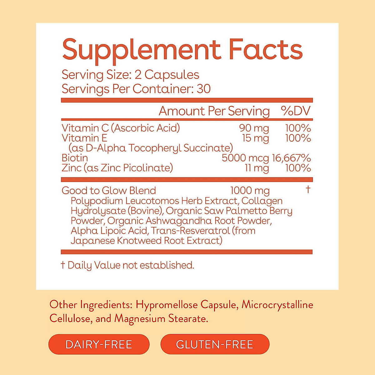 Love Wellness Good to Glow Collagen Supplement | Skin Care with Biotin, Vitamin C, E, & Zinc | Promotes Smooth, Glowing & Clear Skin | Enhances Smoothness, Reduces Wrinkles & Fine Lines | 60 Capsules