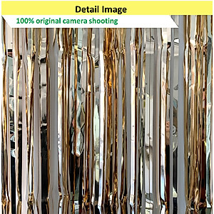 3 Pack 3.3 x 6.6 ft Champagne Gold Tinsel Foil Fringe Curtain Metallic Photo Booth Backdrop Doorway Streamer Party Decoration