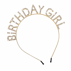 Sibba 1 PC Crown Happy Birthday Tiaras Princess Queen Decorations Party Accessories Rhinestone Headband Hairband Pin Headwear Headpiece Prom Photograph Women Girl