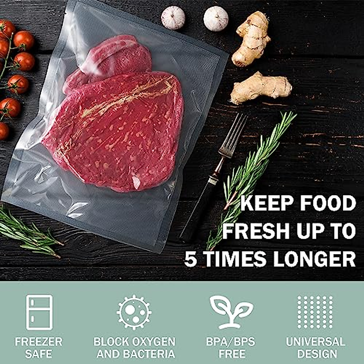 Windyun 300 Pcs Vacuum Sealer Bags for Food Bulk, Gallon 11 x 16 In, Quart 8 x 12 In, Pint 6 x 10 in, Commercial Grade Precut Bag for Sous Vide Food Storage Meal Prep Puncture Prevention Heavy Duty