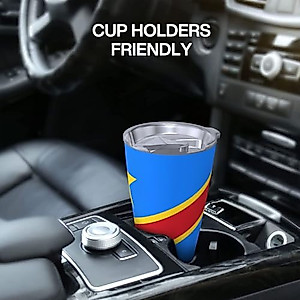 WXZYFP Car cup (single silver rim), can use a straw or drink directly, easy to use.Flag of the Congo