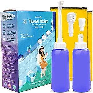 Portable Bidet 17oz Large Capacity Personal Travel Bidet Toilet 500ml Handheld Bidet for Traveling, Personal Hygiene, Postpartum, Perineal Care, 2PCS(Blue)