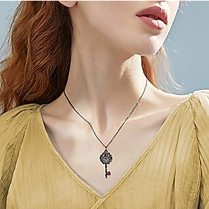 DAYLINLOVE Skull Necklace 925 Sterling Silver Black Skull Necklace Key Pendant Goth Necklaces Skull Key Jewelry Gift for Women