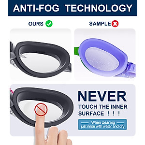 RABIGALA Swim Goggles, No Leaking Anti-Fog UV Protection with Ear Plugs and Protection Case, for Junior Men Womens (Black)