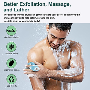 INNERNEED Food-Grade Silicone Body Scrubber Exfoliating & Massaging Shower Brush, More Hygienic Bathing Tool, for All Skin Types, Lathers Well, Longer Service Life (Dark Green)