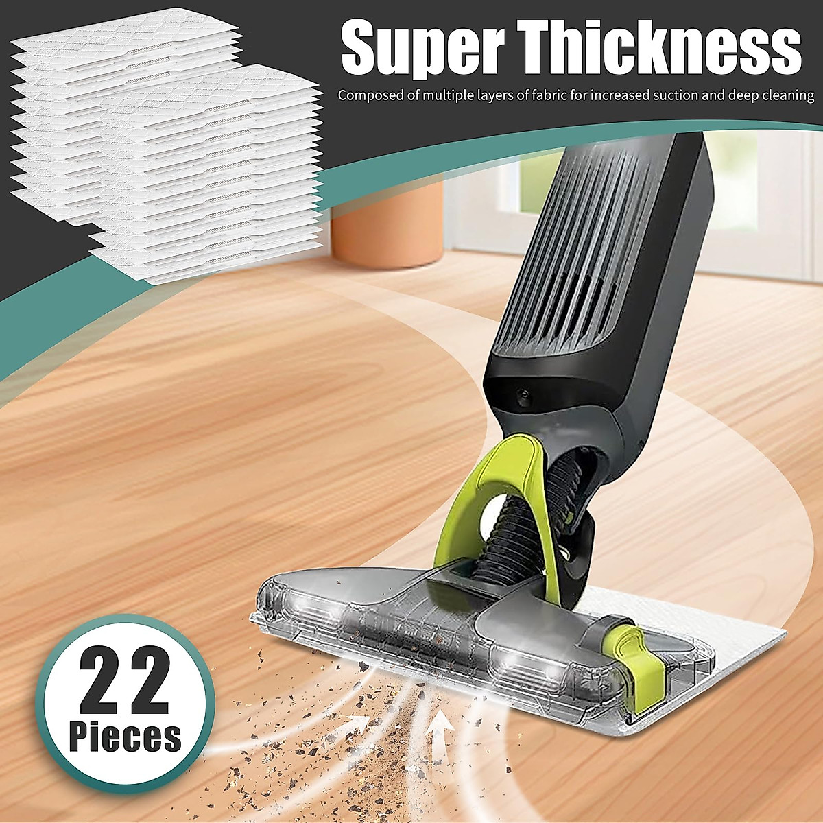 EGR 22 Pack Vacmop Pads Refills for Shark, Disposable Vacmop Replacement Pads Compatible with Shark Vacmop VM252 VM251 VM200 VM190 VM250 VC205 Vacuum Mops