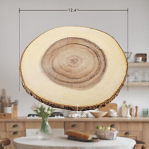 TALENT Wood Cutting Board, Round Cutting Board with Original Bark, Hand Craft Serving Board for Meat, Cheese & Vegetables, Food Prep & Serving Tray 12.4 Inch