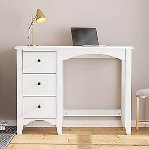 SDHYL Desk with Drawers, 37.5 Inches Study Workstation,Computer Desk with 3 Drawers，Small Desk with Storage for Home Office,Study
