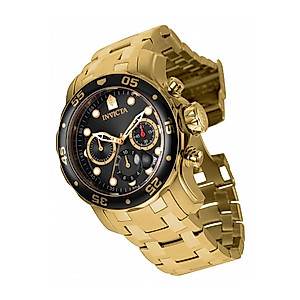 Invicta Men's 80064 Pro Diver Chronograph Charcoal Dial 18k Gold Ion-Plated Stainless Steel Watch