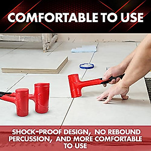 YIYITOOLS Dead Blow Hammer Set, 3 Piece/16oz(1LB),27oz(1.5LB),45oz(3LB),Red and Black, Shockproof Design, No Rebound Mallet Unibody Molded Checkered Grip Spark and Rebound Resistant (YY-3-013)