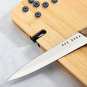 3 Piece "Bon Appetit" Bamboo Cutting Board and Knife Set - Chopping Board, Mini Charcuterie Board for Meat, Fruit and Cheese Board by - (White)