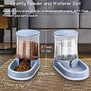 LeYoMiao Medium and Small Pet Automatic Food Feeder and Drinker Set 3.8 L, Dog Travel Supplies Feeder and Drinker Cat Rabbit Pet Animal (Food Feeder +Waterer)