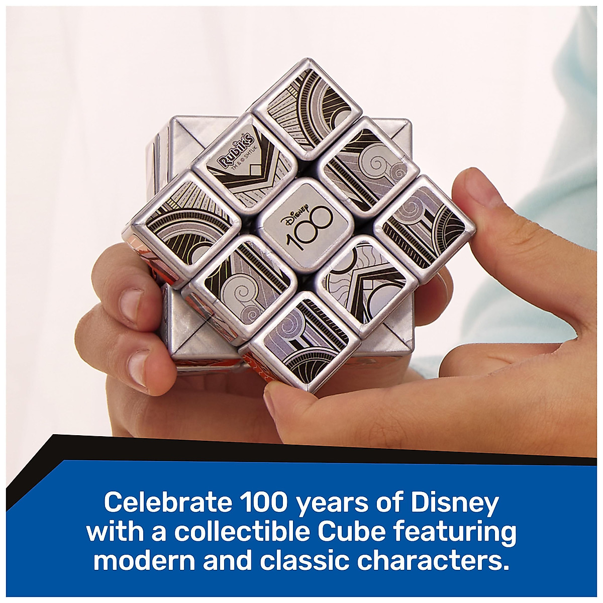 Rubik’s Cube, Disney 100th Anniversary Metallic Platinum 3x3 Cube, Fidget Toys Adults, Mickey Mouse Toys, Disney Toys for Adults & Kids Ages 8+