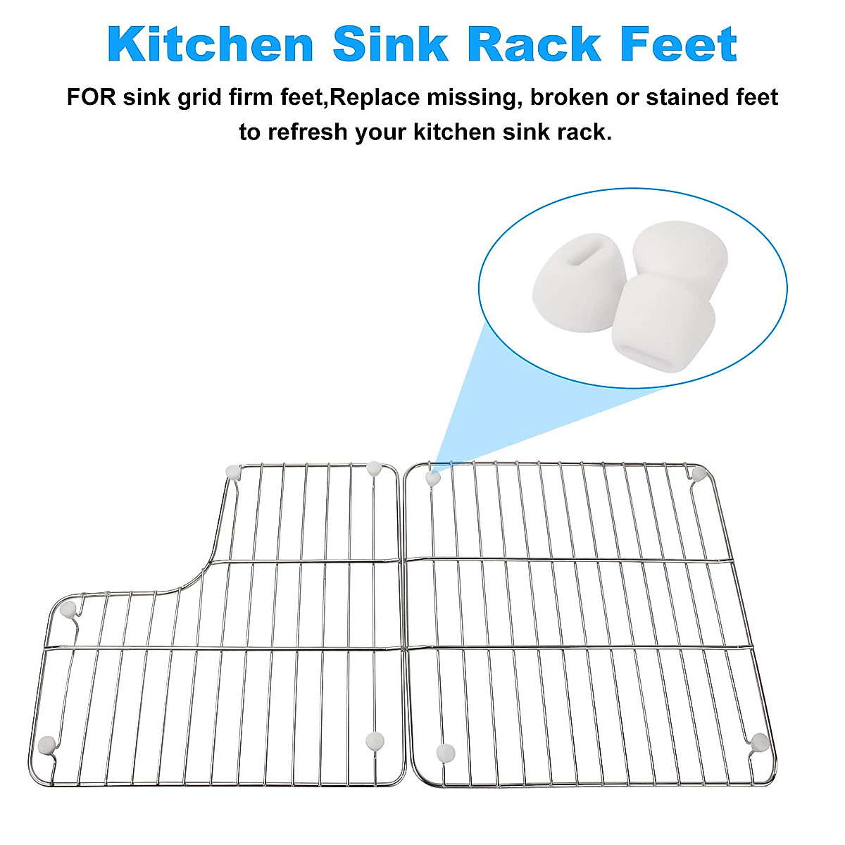 Kitchen Sink Rack Feet 84544-0 Replacement FOR Various Kohler Kitchen Sink Racks Fit Kohler Kitchen Sink Rack K-6639-ST K-6488 K-6489-20 Pack