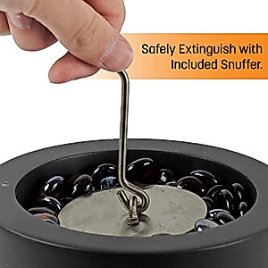 QuickSurvive Indoor/Outdoor Tabletop Fire Pit | Portable Tabletop Fire Pit Fueled by Rubbing Alcohol | Table Decor and Marshmallow Roasting | Easy to Transport | Black + Brown Stones