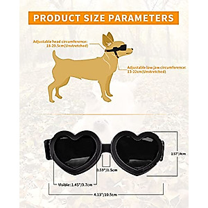 Suxible Dog Goggles Small Breed Dog Sunglasses, UV Protection Heart Shape Dog Sunglasses with Adjustable Strap, Waterproof Goggles for Dogs Doggy Pet Puppy Sun Glasses Doggie Windproof Glasses-Black