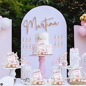 BUYWUMORE 12 Sets Baby Shower Favors Pink Footprint Keychains Gifts with Bottle Lollipop White Organza Bags and Thank You Tags for It's a Girl Decorations Baby Shower Party Supplies (PINK)