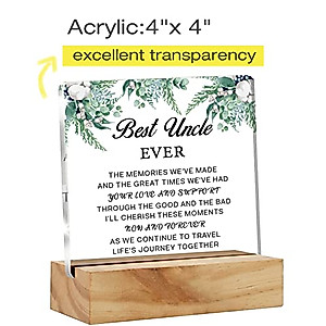 Best Uncle Ever Gift Uncle Sayings Desk Decor Uncle Acrylic Desk Plaque Sign with Wood Stand Home Office Table Desk Sign Keepsake