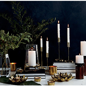 Pomp Glow 12" Inch Taper Candles (12 Pack) | White Unscented Decorative Taper Candles That Will Light Up Your Home, Wedding, Dinner & Any Special Occasion | Long Lasting, Smokeless, Drip Free Candles