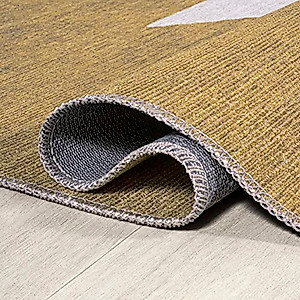 JONATHAN Y WSH110B-4 Chayton Minimalist Geometric Machine-Washable Indoor Area-Rug,Scandinavian,Southwestern,Bohemian Easy-Cleaning,Bedroom,Kitchen,Living Room,Non Shedding,Light Green/Ivory,4 X 6