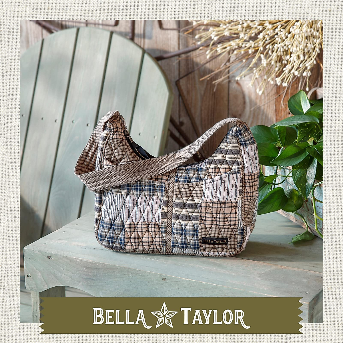Bella Taylor Blakely - Hobo Shoulder Bag for Women - Lightweight Quilted Fabric Purse with Pockets – Rory