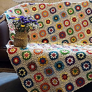 CZQLWW Handmade Crochet Throw Blanket Granny Blanket Sweater Style Year Round Gift Indoor Outdoor Travel Accent Throw for Sofa Comforter Couch Bed Recliner Living Room Bedroom Decor 59" x39" (White)