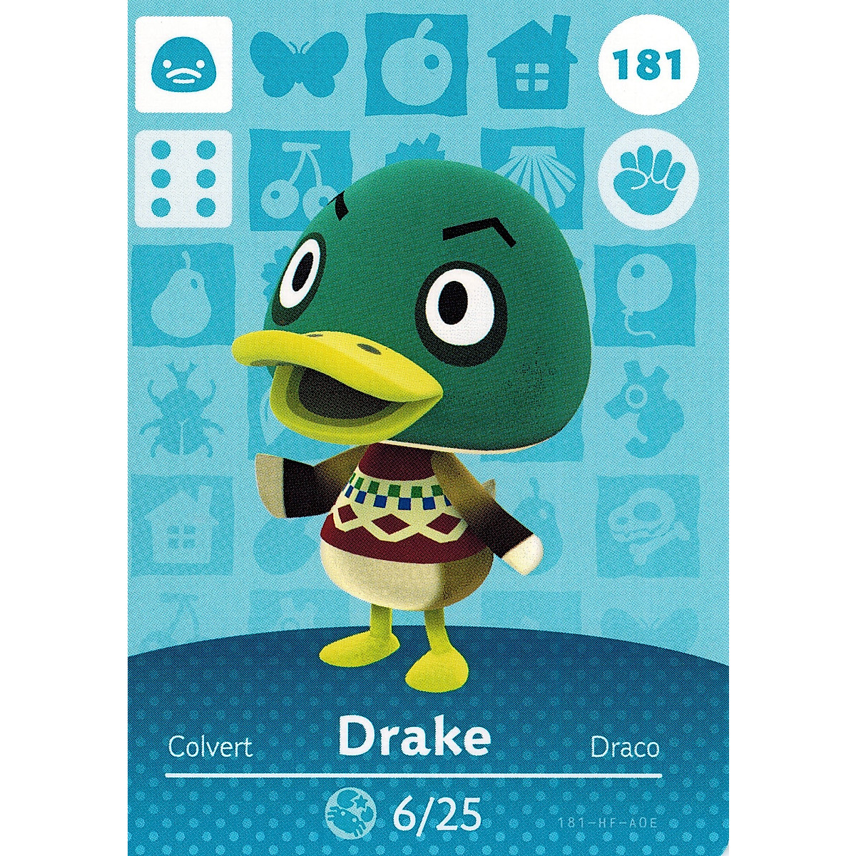 Nintendo Animal Crossing Happy Home Designer Amiibo Card Drake 181/200 USA Version