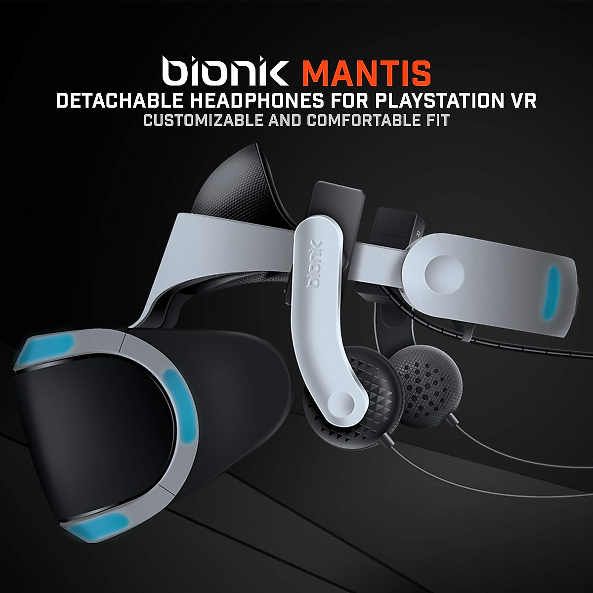 Bionik Mantis Attachable VR Headphones: Compatible with PlayStation VR, Adjustable Design, Connects Directly to PSVR, Hi-Fi Sound, Sleek Design, Easy Installation