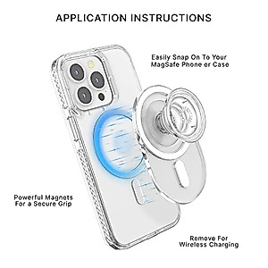 PopSockets Phone Grip Compatible with MagSafe, Phone Holder, Wireless Charging Compatible - Clear