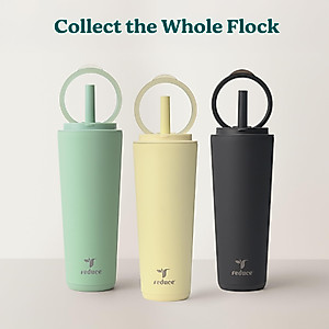 REDUCE Halo 24 oz Stainless Steel Vacuum Insulated Tumbler - Spill Proof Travel Mug with Flip Handle Lid - Keeps Drinks Cold for 32 Hrs - Dishwasher Safe - Cupholder Friendly - Dragonfruit