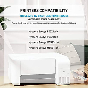 BAISINE Compatible Toner Cartridge Replacement for Kyocera TK-5232 TK5232 for ECOSYS M5521cdw P5021cdw P5021cdn M5521cdn - TK-5232K TK-5232C TK-5232M TK-5232Y Toner (Black Cyan Yellow Magenta, 4Pack)