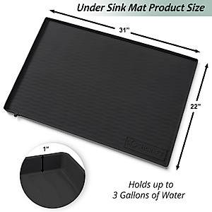 LochCraft Under Sink Mats for Kitchen Waterproof (31x22) Silicone Undersink Liner for Organizing and Waterproofing - Ideal for The Kitchen, Bathroom, and Laundry Room, Fits 33 Inch Cabinet (Black)