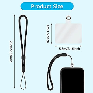cobee Hand Wrist Strap Lanyard with Tether Patch, 6 Pcs Adjustable Nylon Wrist Straps with 6 Pcs Transparent Phone Pads Cell Phone Lanyard Strap Holder Hand Straps for Mobile Phone Camera Key Wallet