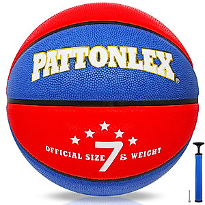 PATTONLEX Basketball - Official Size 7 (29.5") - Composite Leather - Indoor/Outdoor Ball for Men(Blue/red)